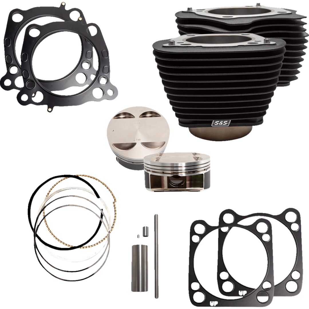 124" Big Bore Kit, 4.250 Bore, 4.375 Stroke, M8, Wrinkle Black with Non ...